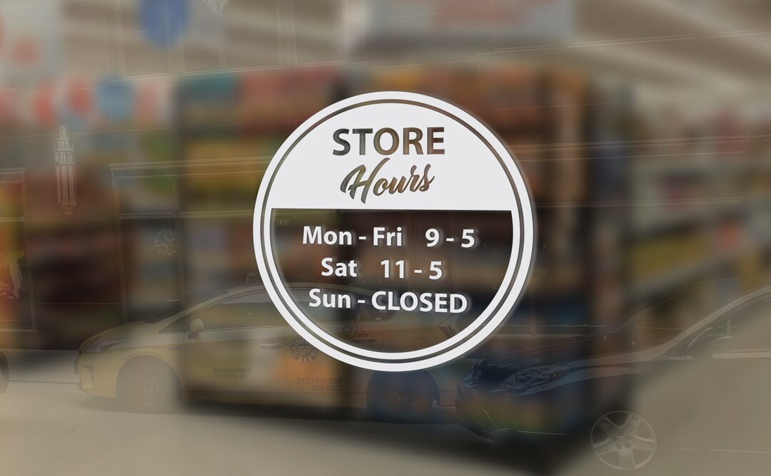 Custom Business Hours Vinyl Decal, Store Hours Decal, Business Hours ...