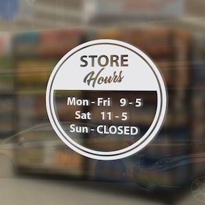 Custom Business Hours Vinyl Decal, Store Hours Decal, Business Hours ...
