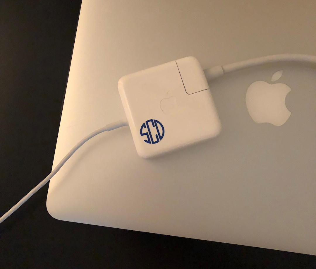 MacBook Block Charger Decal, MacBook Charger Decal, Monogram Sticker - Etsy