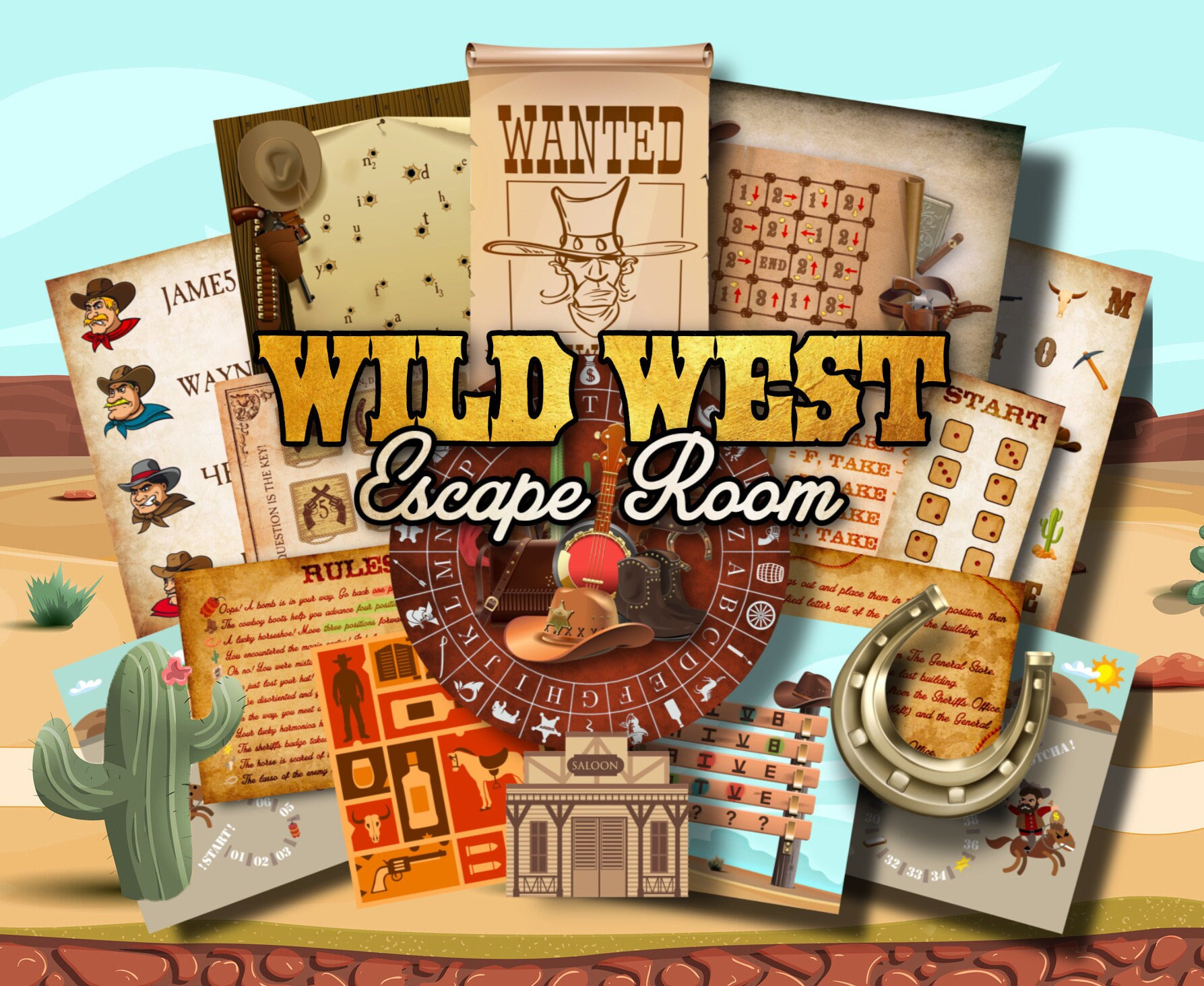 Escape Room Game DIY Printable Game Kit for Kids Wild West - Etsy