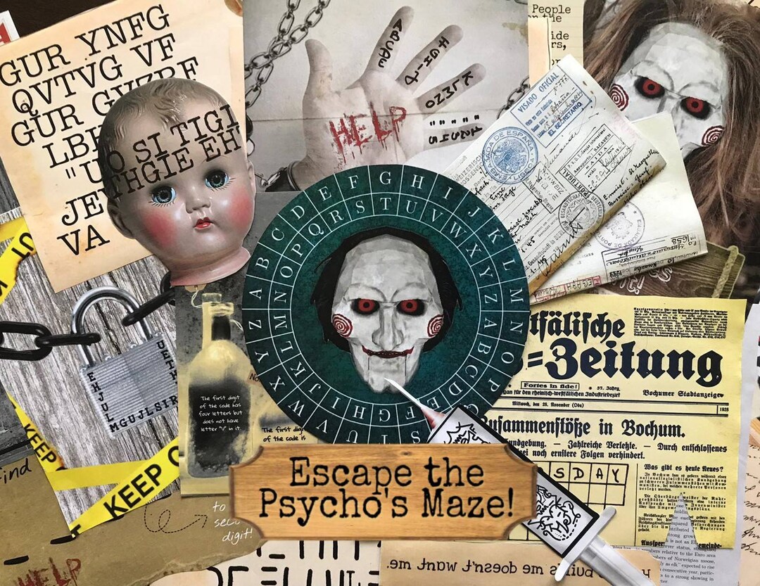 Escape Room Printable – the Psycho’s Maze: Horror Puzzle Game Kit for ...