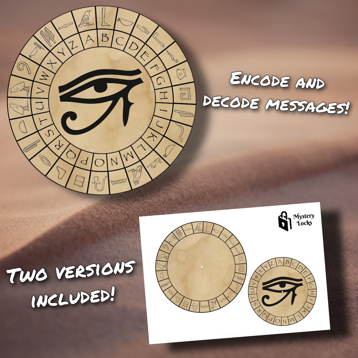 Printable Egyptian Hieroglyphs Cipher Wheel Disk Escape Room - Etsy Israel