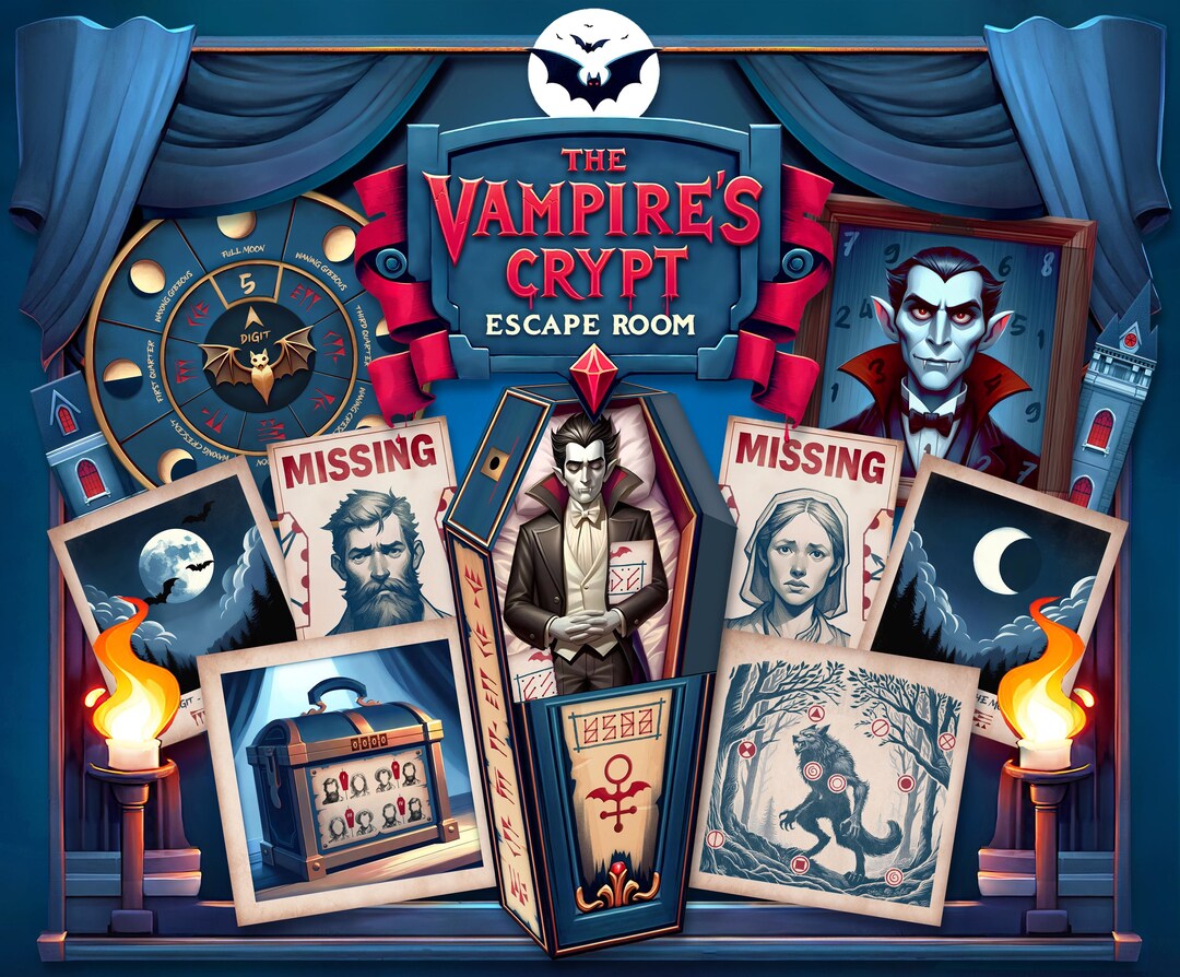 Escape Room Printable – Vampire’s Crypt: Dracula-themed Puzzle Game for Teens & Adults (PDF ...
