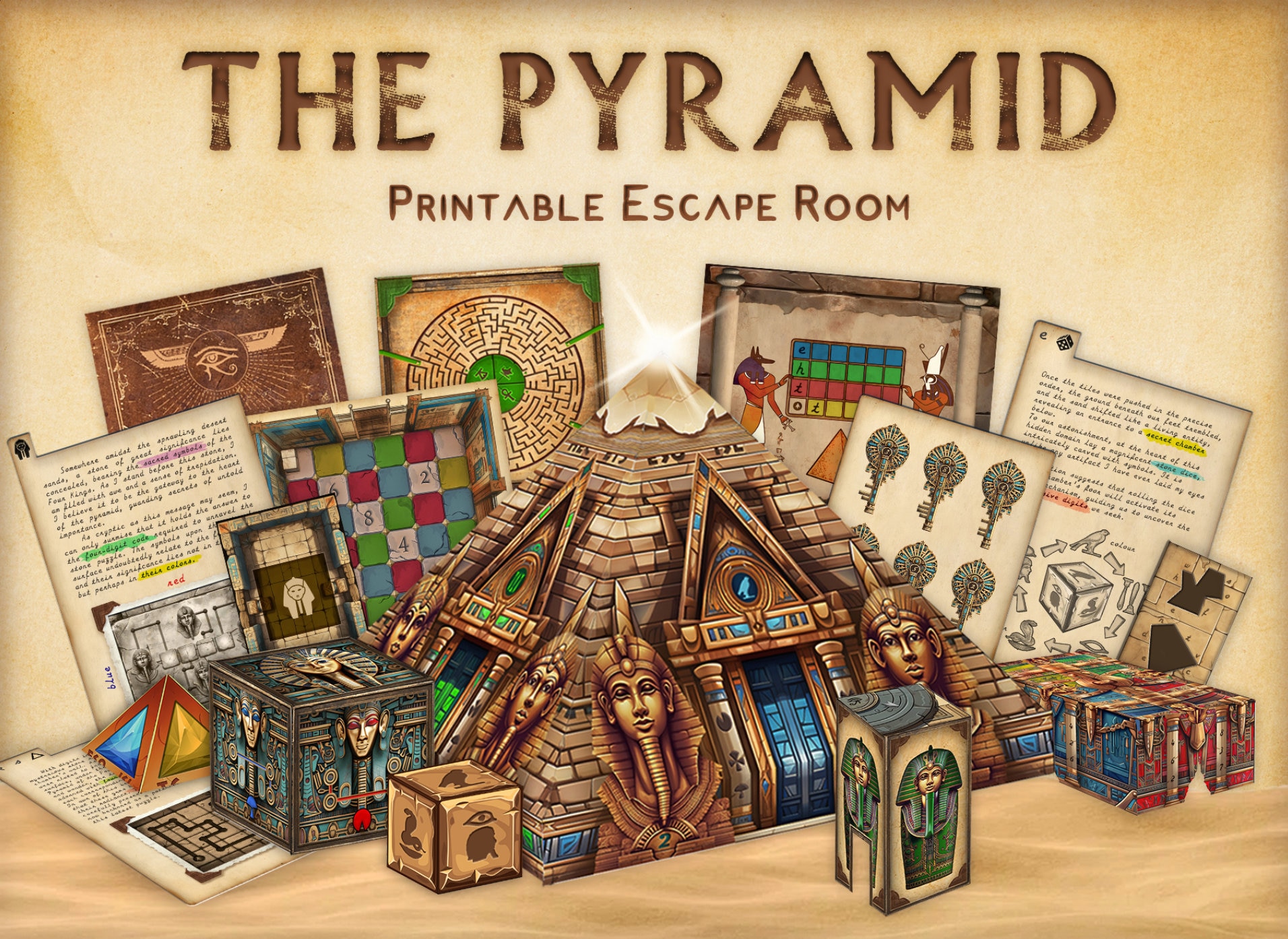 Escape Room Printable – the Pyramid: Egyptian-themed Puzzle Game for ...