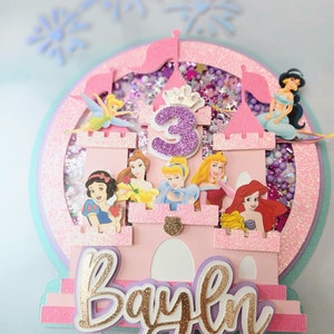 Princess Cake Topper Pink Castle Cake Topper Disney Princess Cake ...