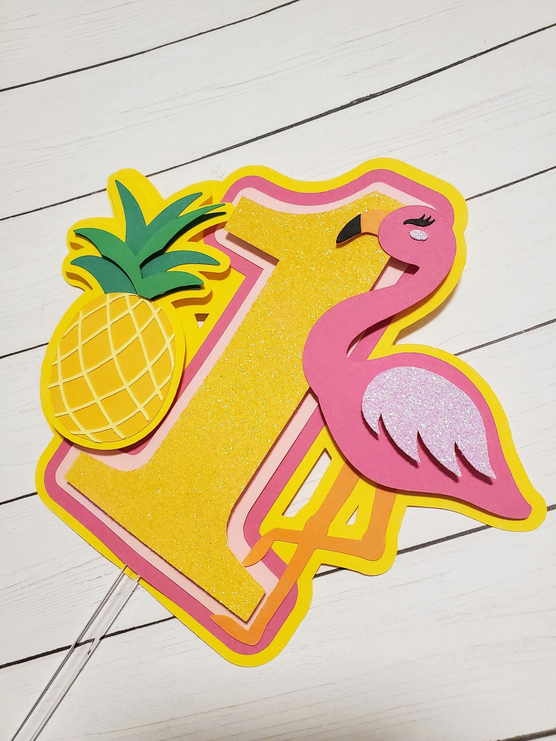 Pineapple Flamingo Cake Topper Tropical Cake Topper | Etsy