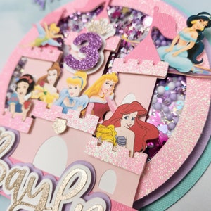 Princess Cake Topper Pink Castle Cake Topper Disney Princess Cake ...