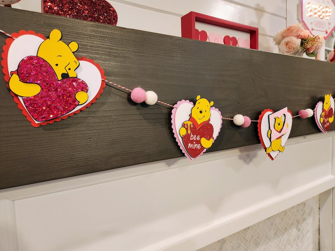 Winnie the Pooh Valentines Day Banner Winnie the Pooh Valentines Day ...