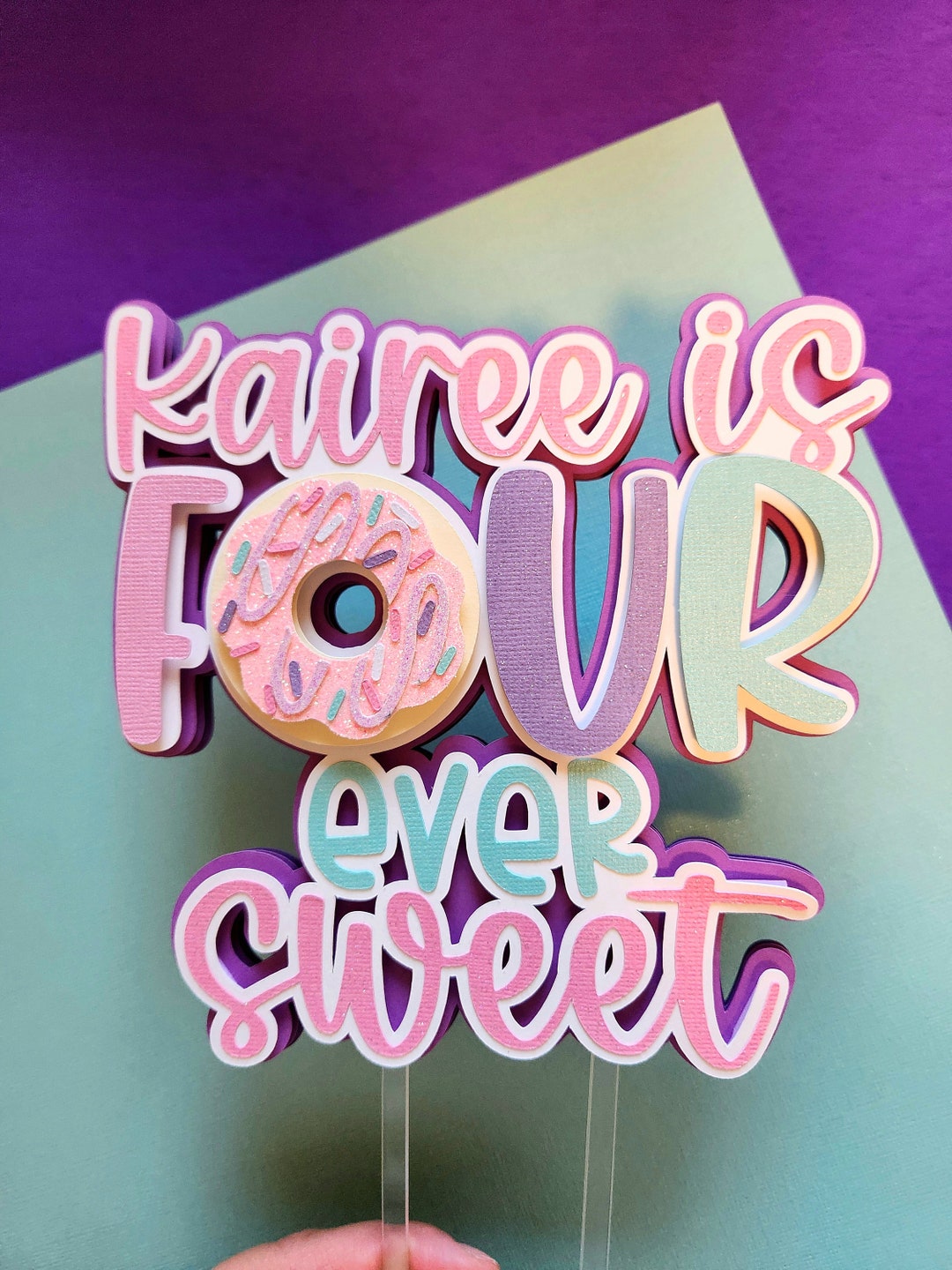 Four Ever Sweet Cake Topper 4 Ever Sweet Donut Theme Cake Topper Donut ...