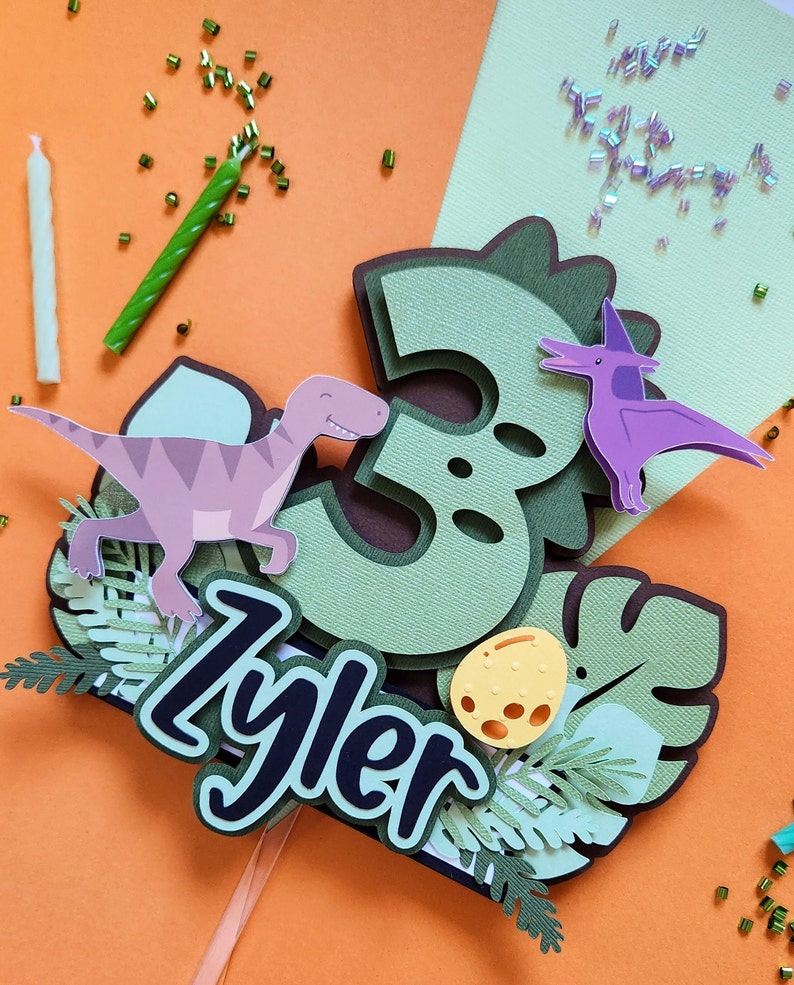 Dinosaur Cake Topper, Three Rex Dinosaur, Two Rex, Dinosaur Birthday ...
