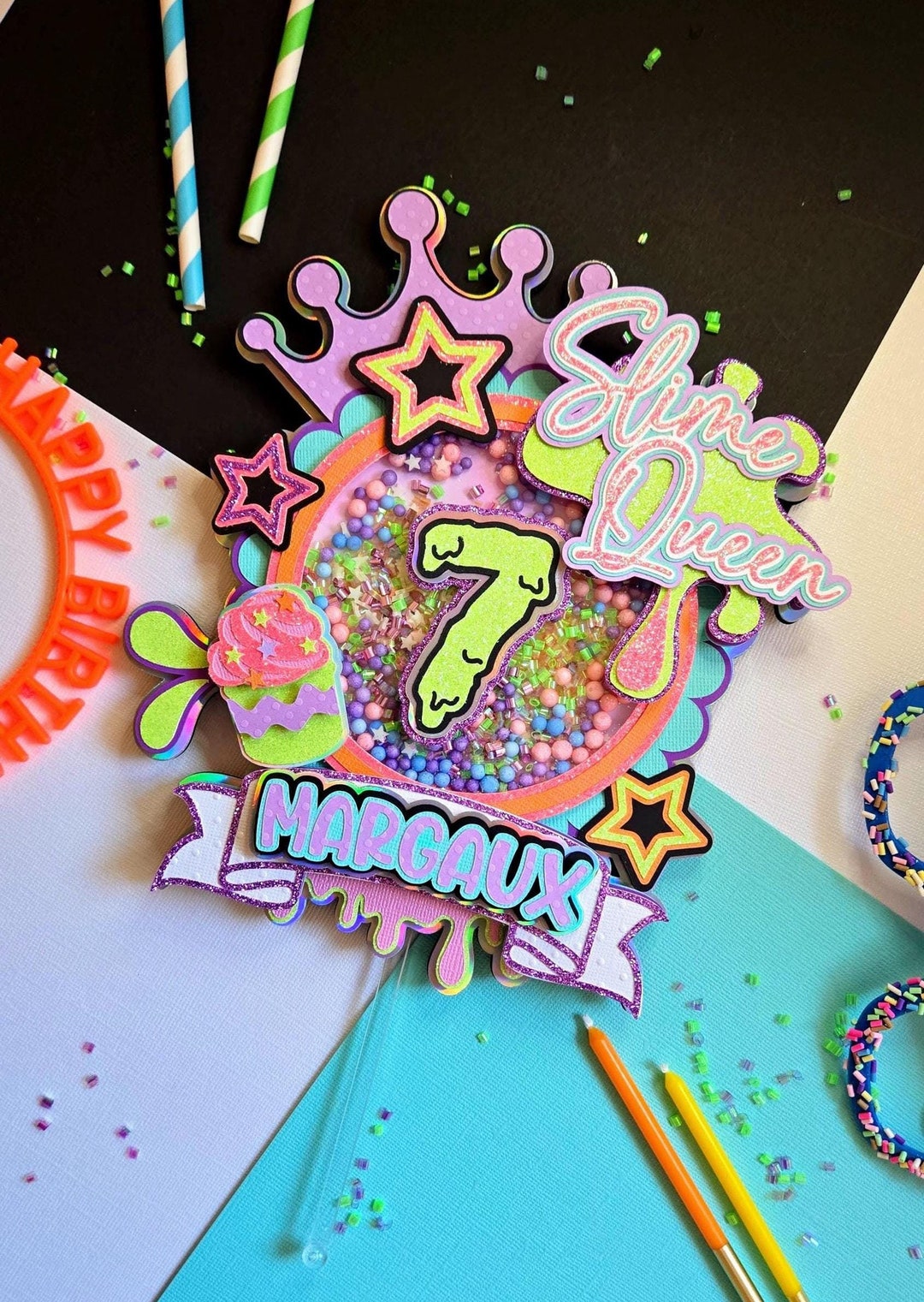 Slime Cake Topper | Slime Party Cake Topper | Slime Party Decor | Slime ...