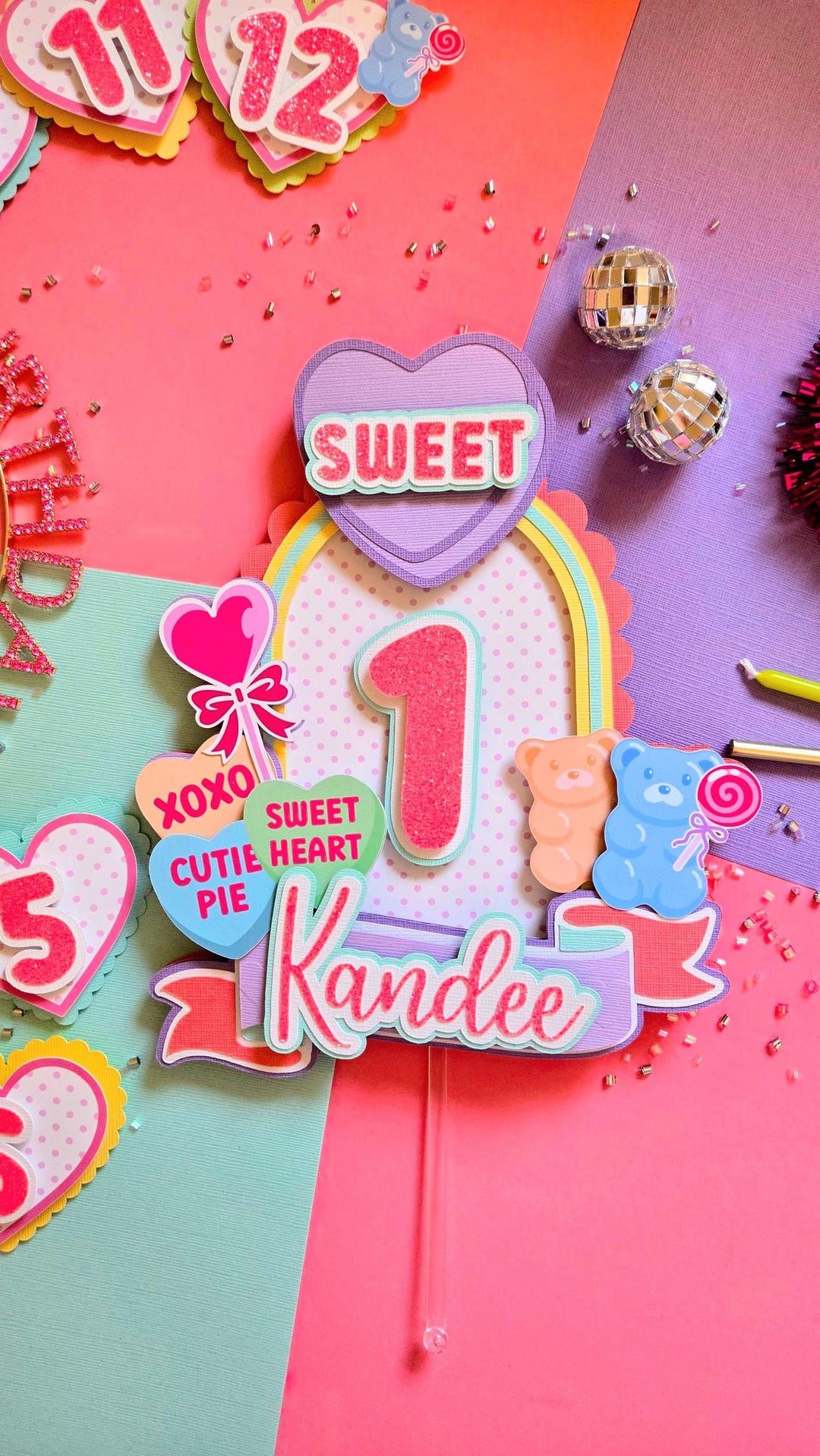 Valentine's Day Cake Topper | Conversation Hearts Cake Topper ...