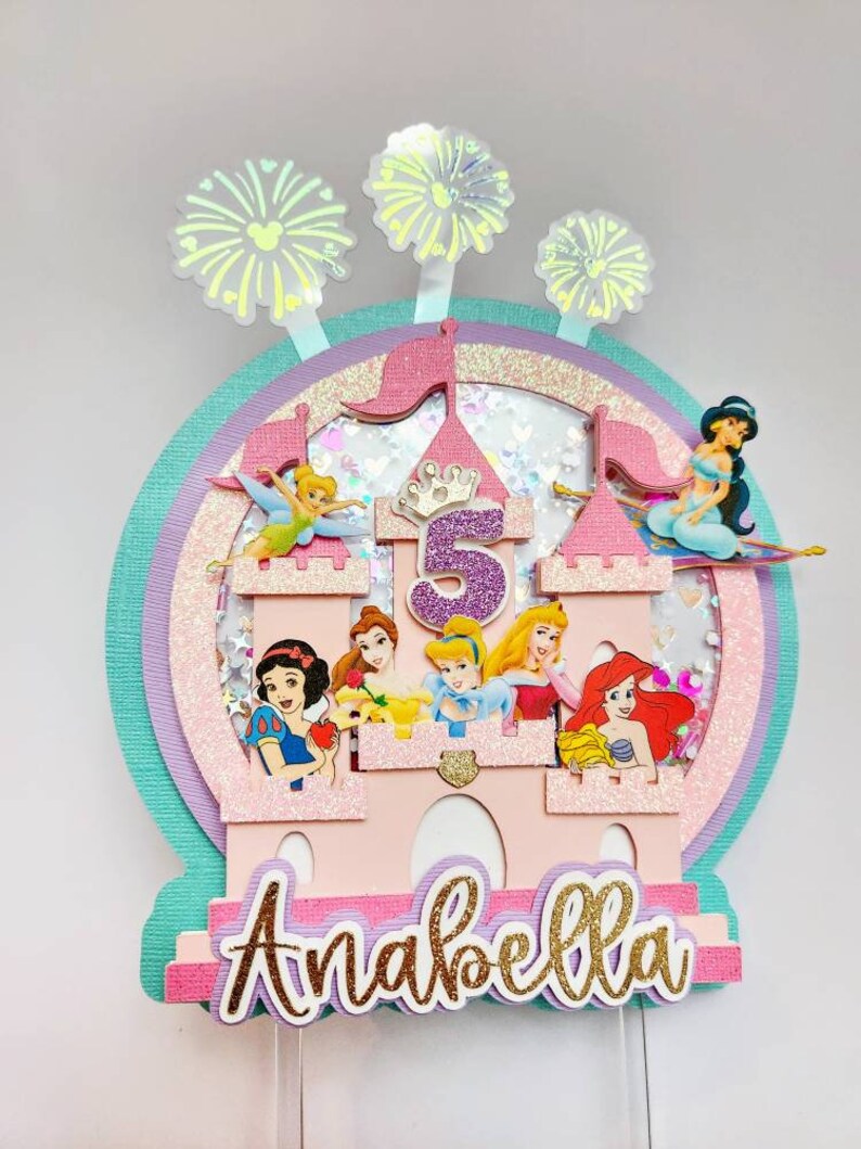 Princess Cake Topper Pink Castle Cake Topper Disney - Etsy