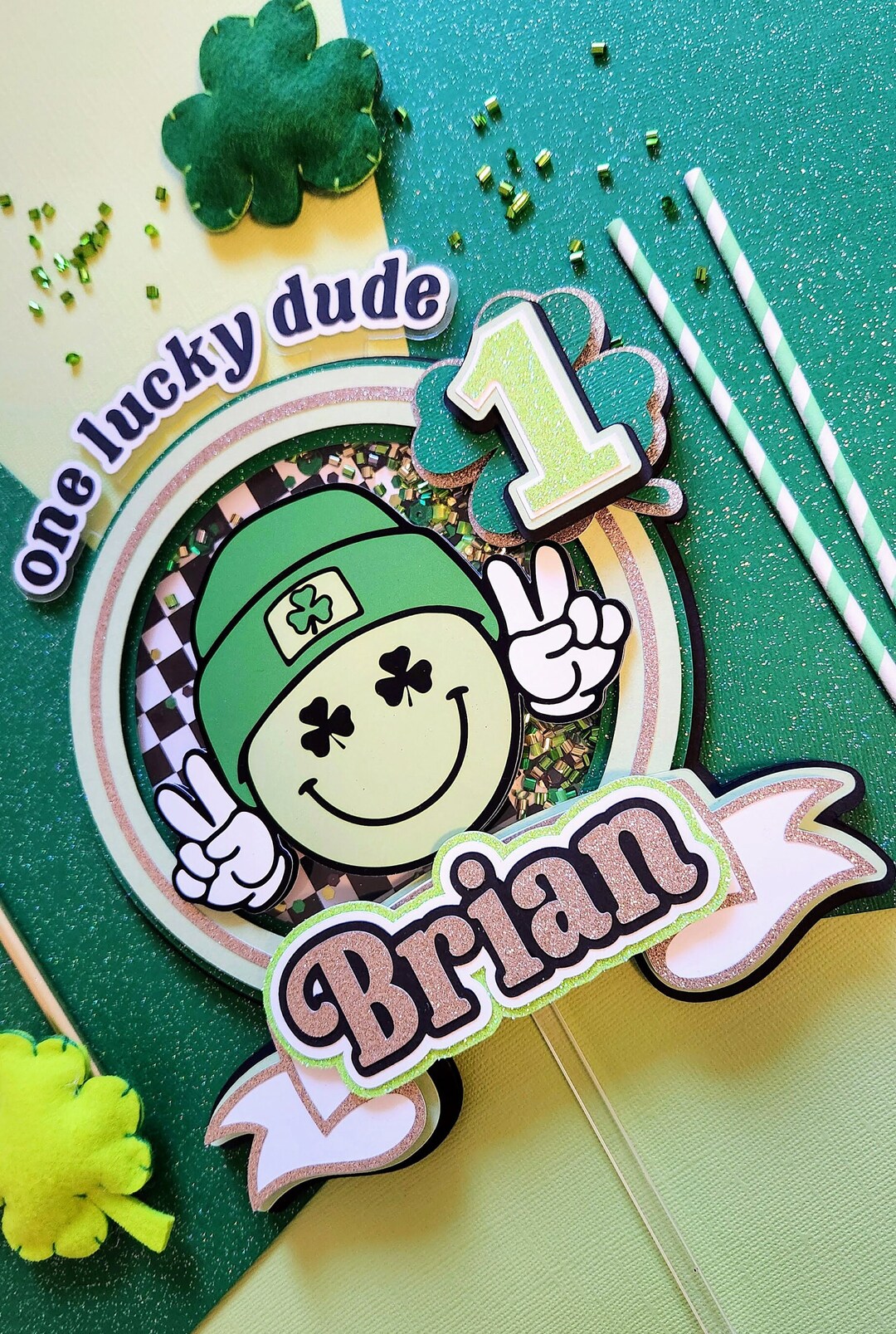 Lucky One Cake Topper | One Lucky Dude Birthday | Lucky 7 Birthday ...