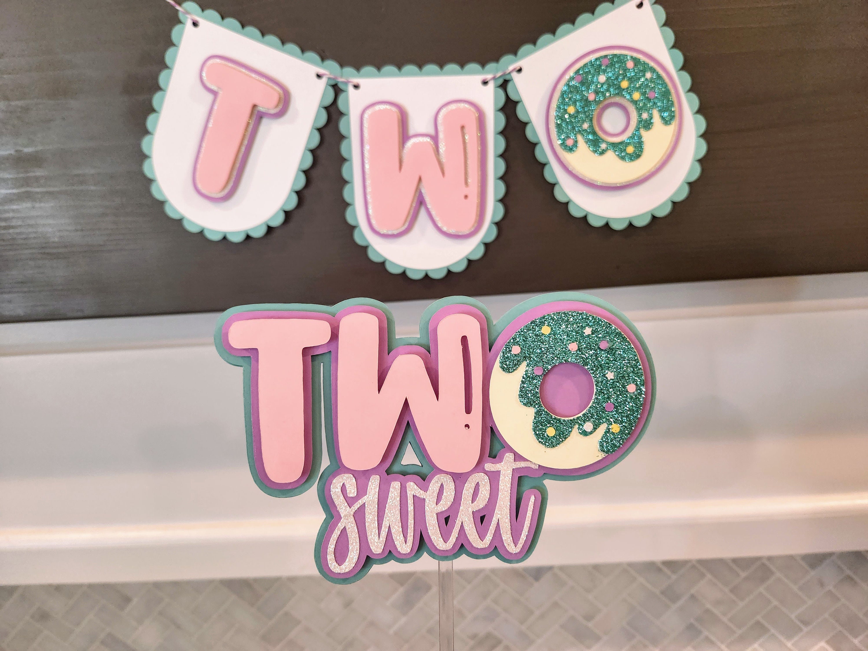 Two Sweet Cake Topper 2 Sweet Donut Theme Cake Topper - Etsy