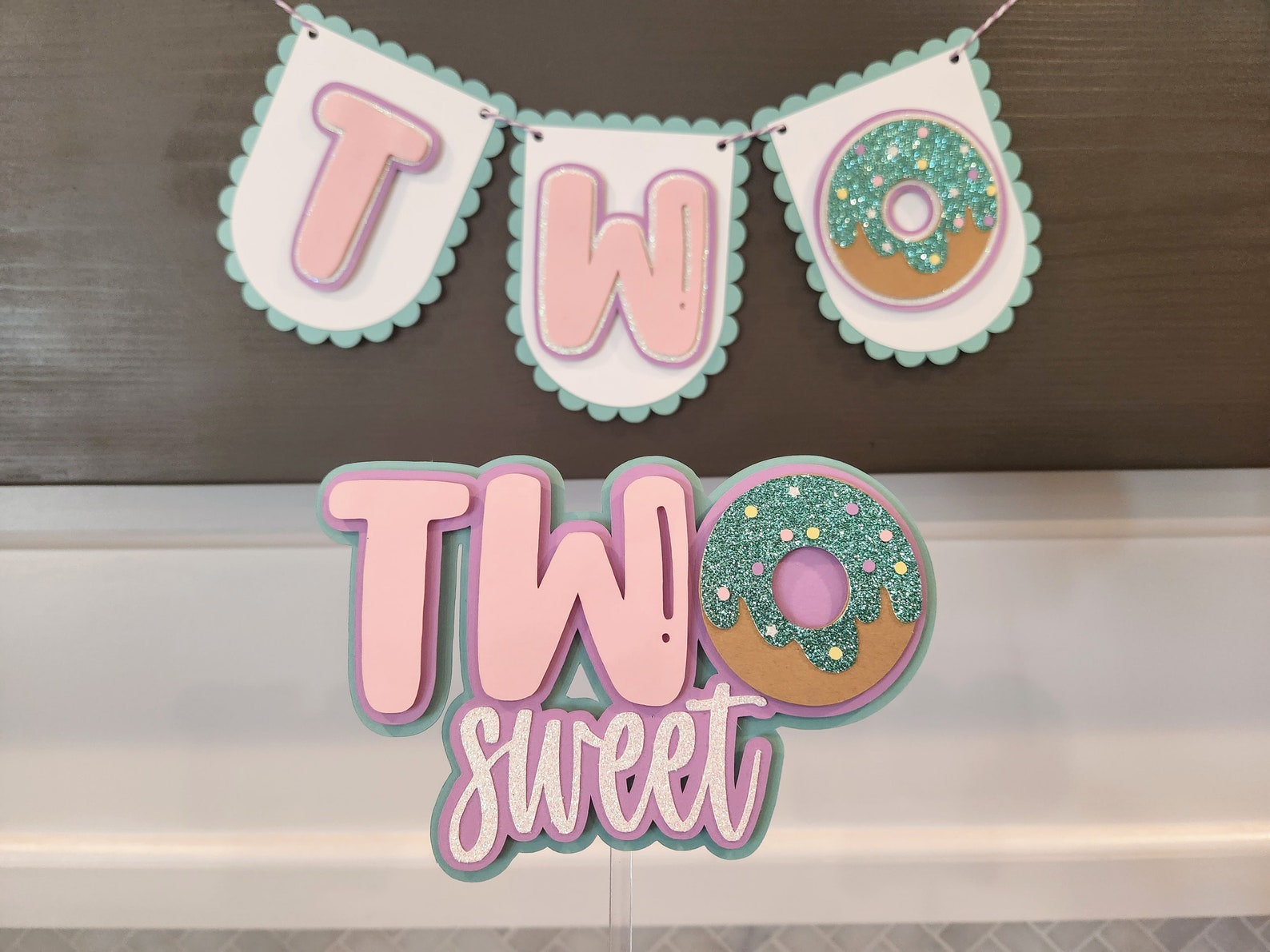 Two Sweet Cake Topper 2 Sweet Donut Theme Cake Topper - Etsy