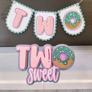 Two Sweet Cake Topper | 2 Sweet | Donut Theme Cake Topper | Donut ...