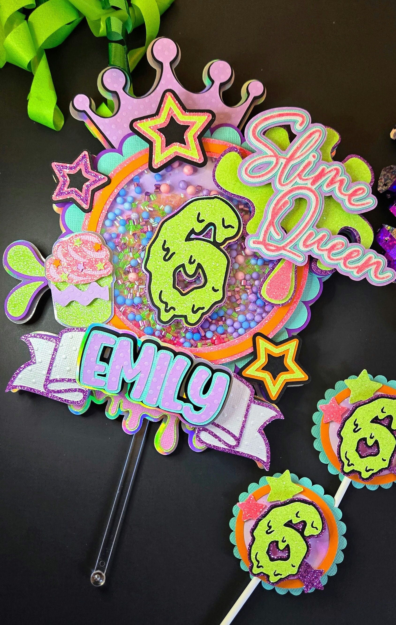 Slime Cake Topper | Slime Party Cake Topper | Slime Party Decor | Slime ...