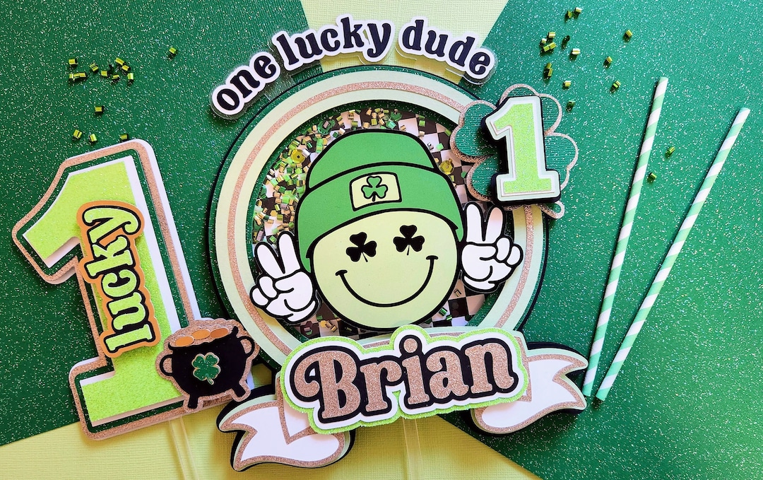 Lucky One Cake Topper One Lucky Dude Birthday St Patrick's Day Boy ...