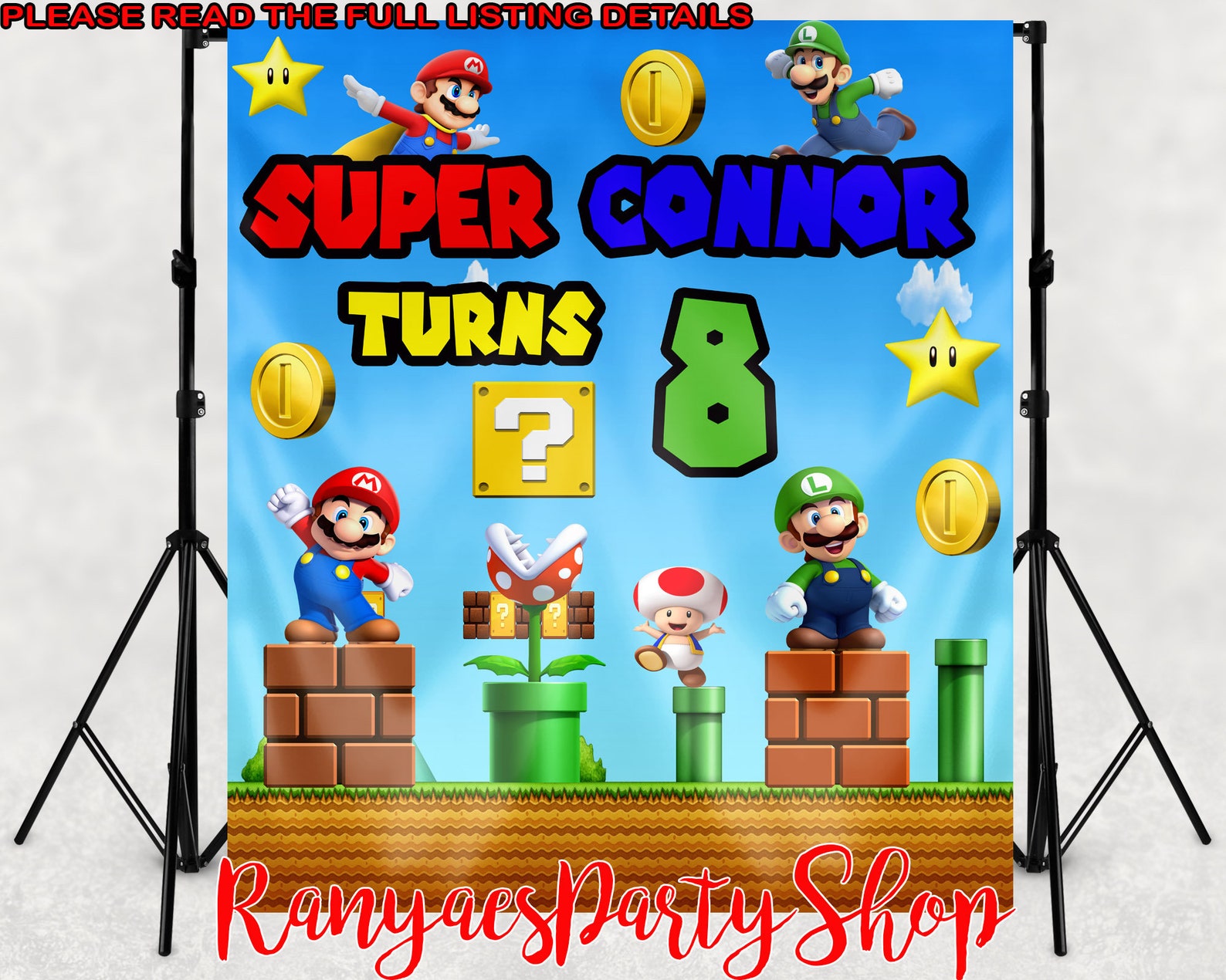 Super Mario Backdrop Super Mario Banner Birthday Party | Etsy