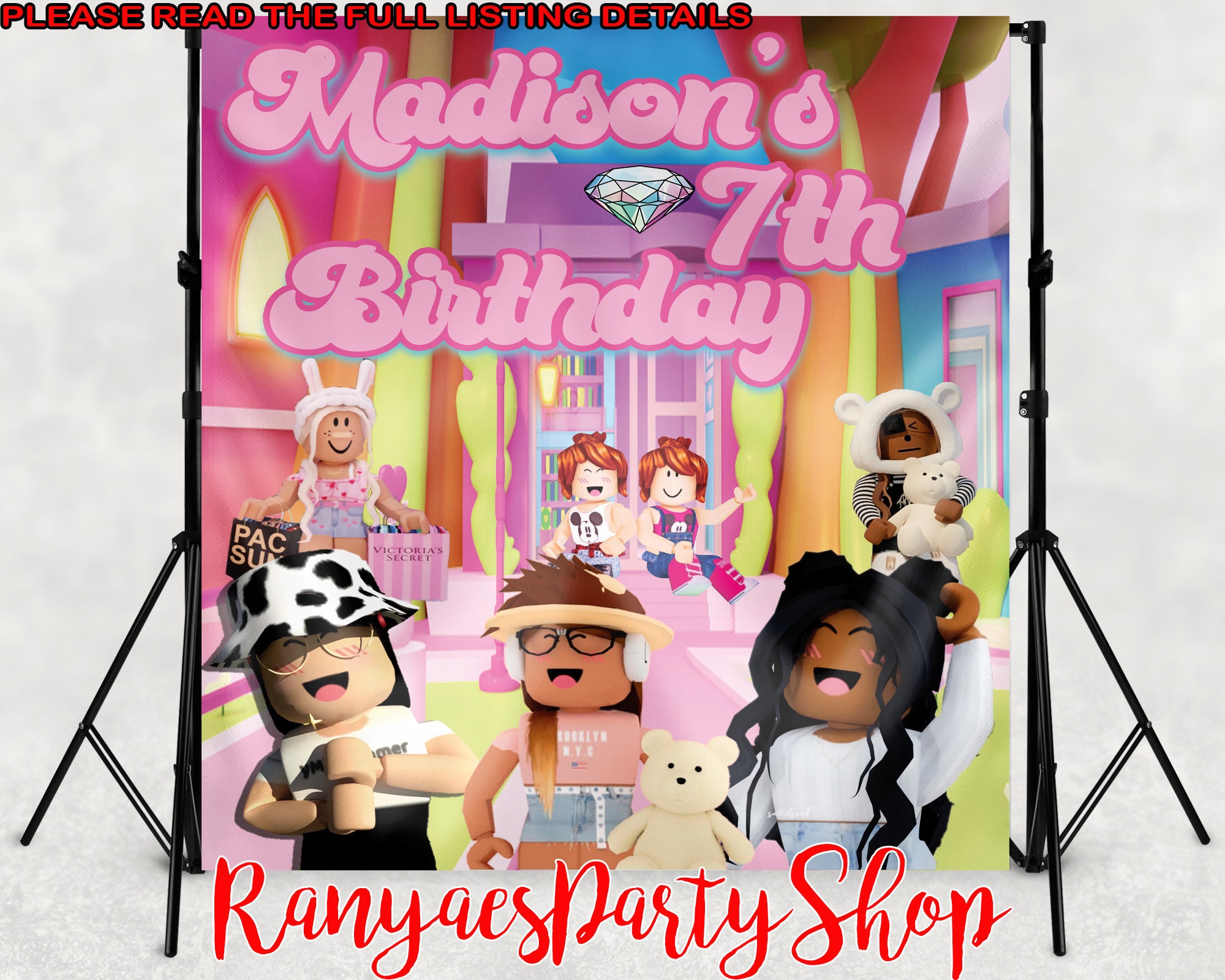 Roblox Girl Backdrop Birthday Backdrop Roblox Girl Party | Etsy