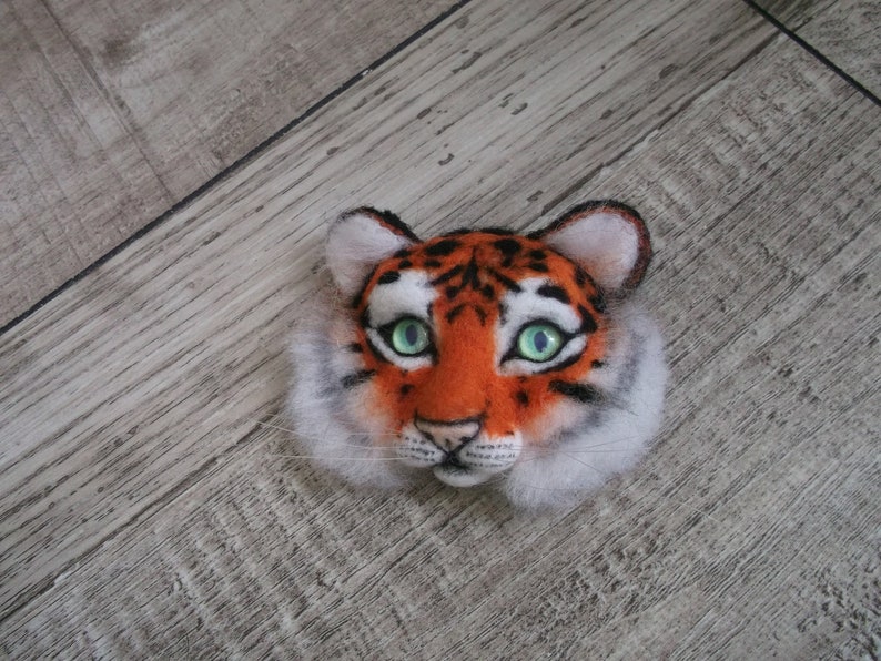 Brooch Tiger Felted Needle Felted Tiger Cat Felted | Etsy
