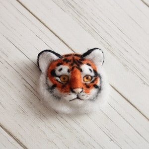 Brooch Tiger Felted, Needle Felted Tiger, Cat Felted, Realistic ...