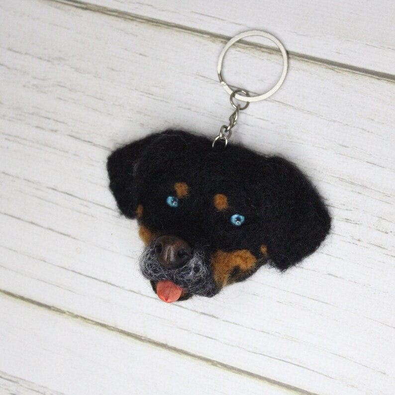 Custom Pet Portrait Felted Dog Keychain, Felted Dog Portrait Memorial ...