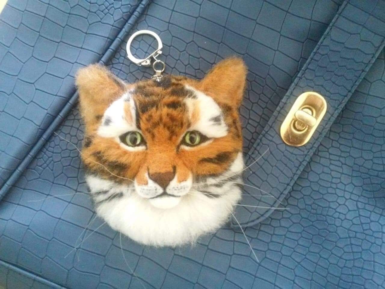 Needle Felted Keychain Realistic Tiger Felt Keychain | Etsy