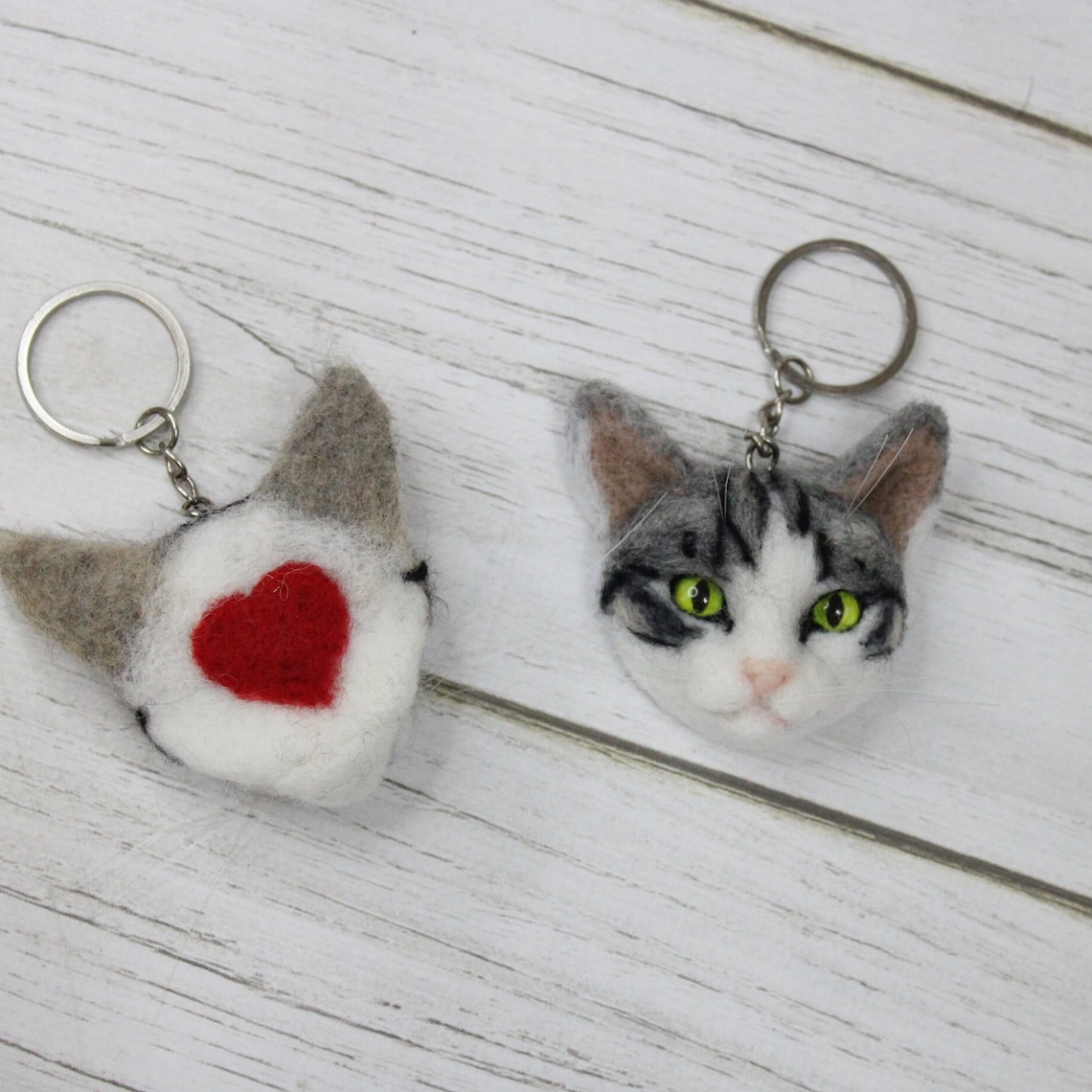 Custom Pet Portrait Felted Cat Keychain Miniature Cat - Etsy