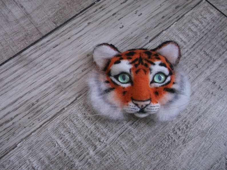 Brooch Tiger Felted Needle Felted Tiger Cat Felted - Etsy