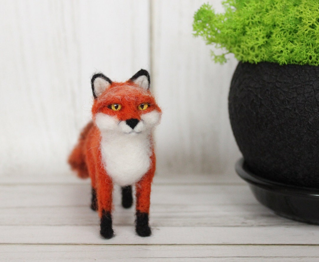 Felted Miniature Fox, Pet Replica Animal Felted Fox, Realistic Needle ...