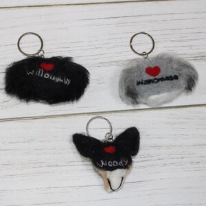 Custom Pet Portrait Felted Dog Keychain, Felted Dog Portrait Memorial ...