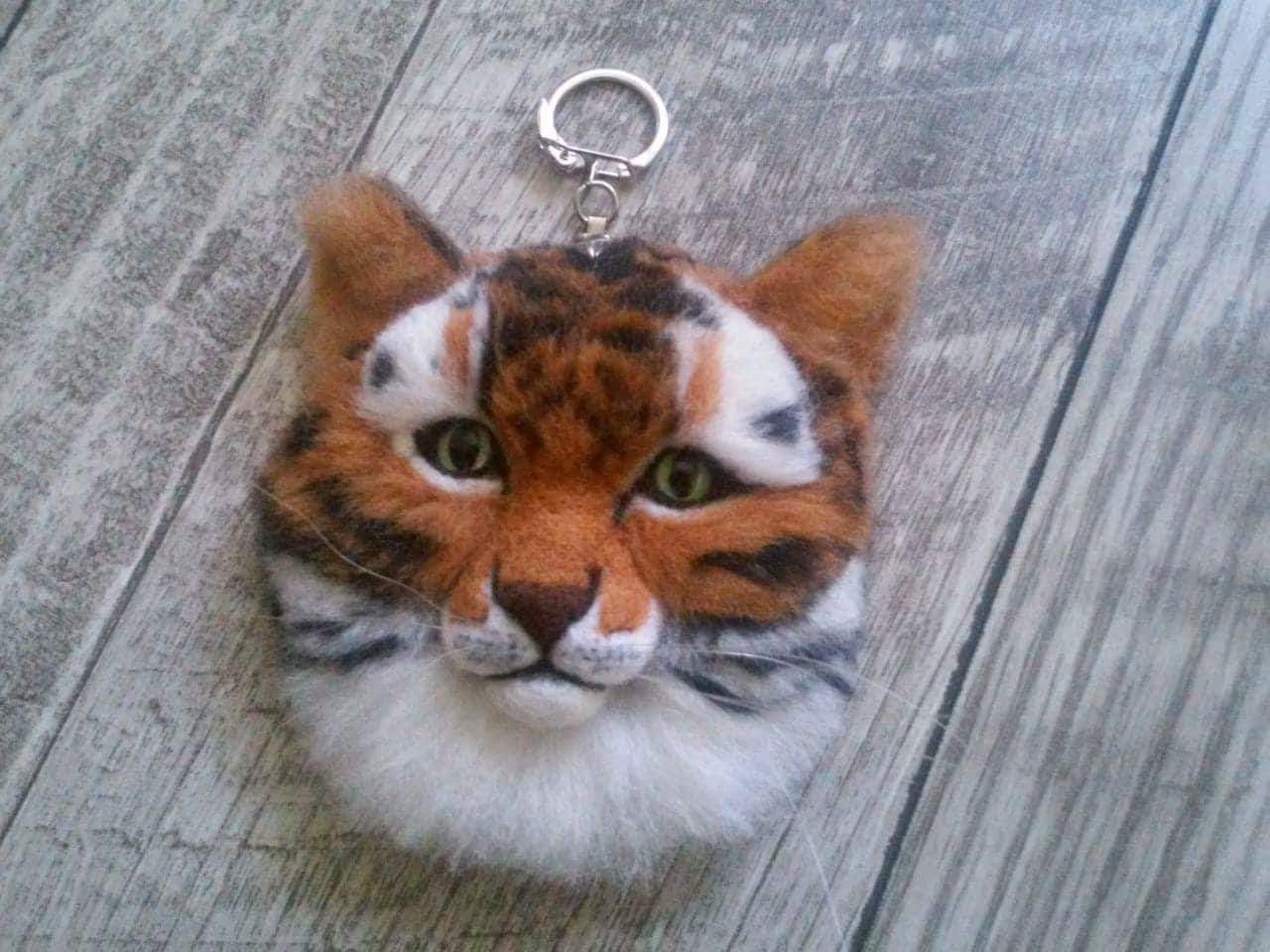 Needle Felted Keychain Realistic Tiger Felt Keychain - Etsy