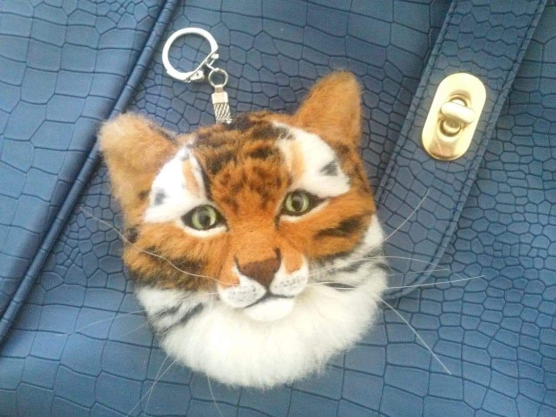 Needle Felted Keychain Realistic Tiger Felt Keychain | Etsy