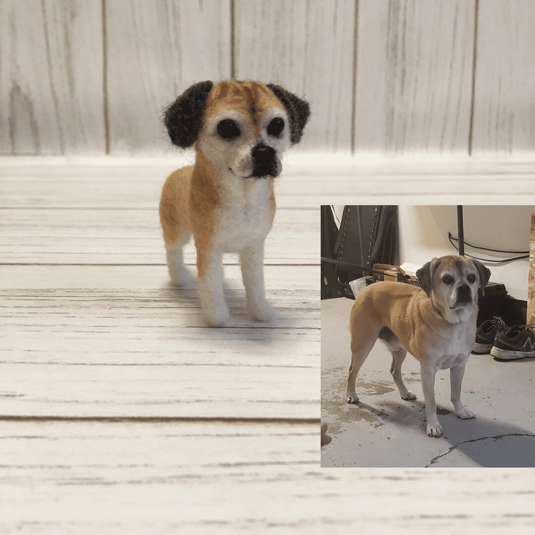 Custom Pet Portrait Felted Dog Miniature Felted Pug Needle - Etsy