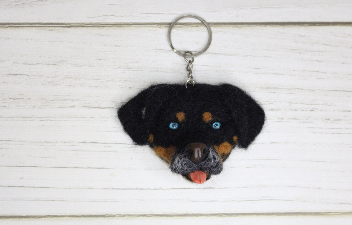 Custom Pet Portrait Felted Dog Keychain, Felted Dog Portrait Memorial ...