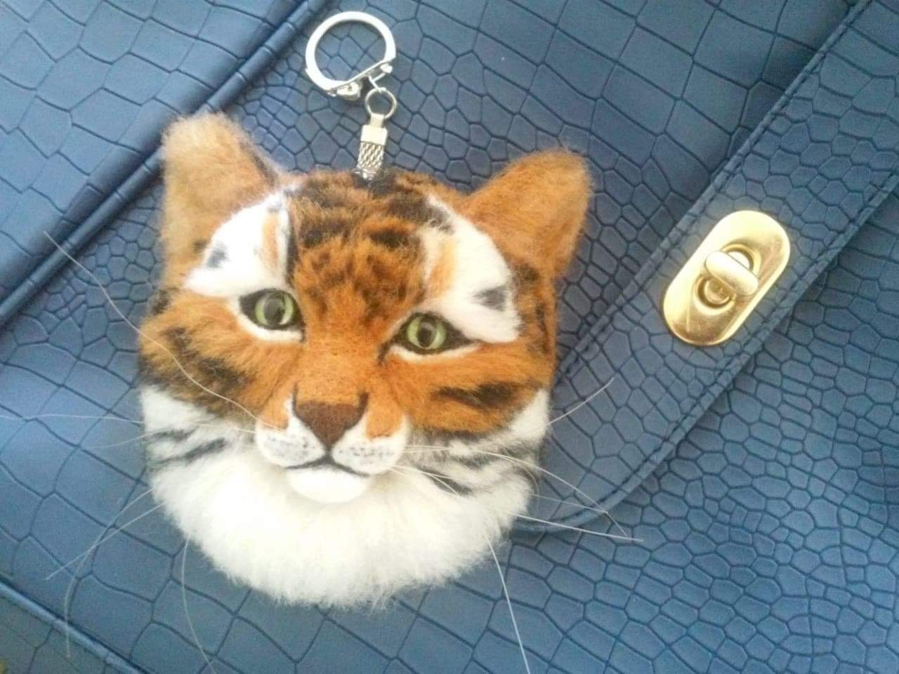 Needle Felted Keychain Realistic Tiger Felt Keychain | Etsy