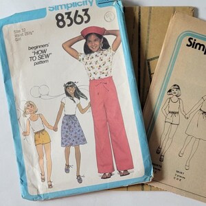 Sewing Patterns Girls Skirts Pants and Shorts, Vintage 70s Simplicity ...
