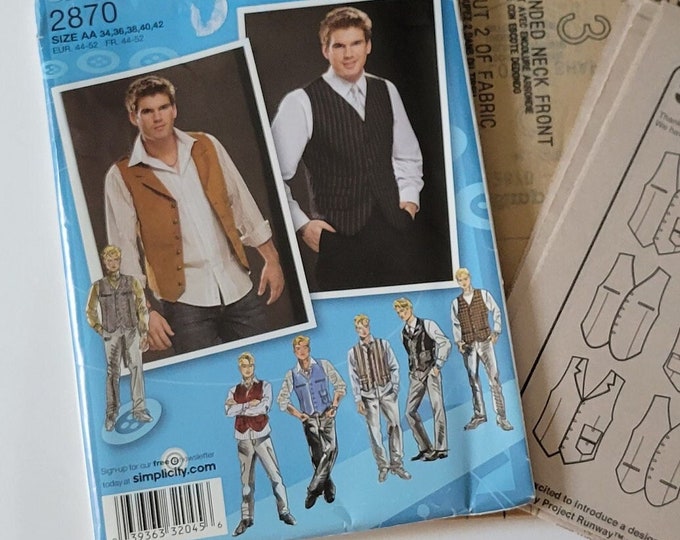 Vest Sewing Patterns Mens Lined Vests Tops Size 34 36 38 40 42 ...