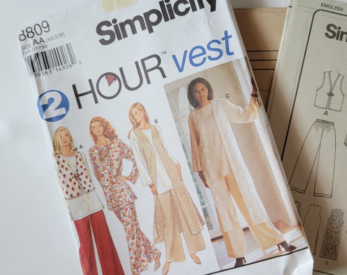 Long Vest Sewing Patterns for Womens Tops Vest and Pants Wide Leg With ...