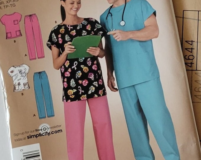 Scrub Set Sewing Patterns for Womens & Mens Tops and Pants Medical ...