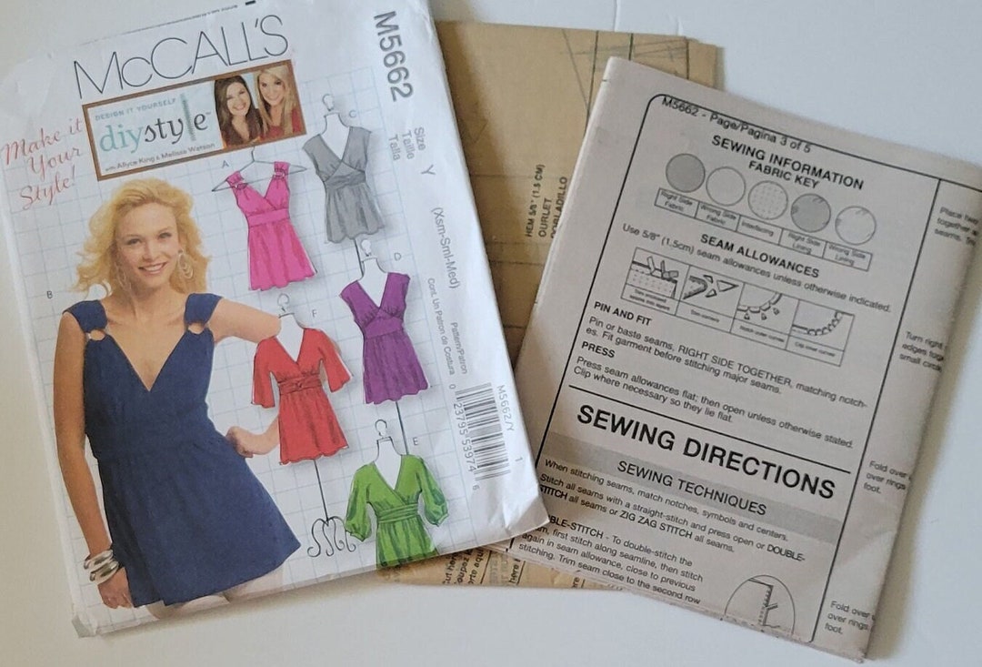 Dress Sewing Patterns for Womens Tunic Tops for Stretch Knits, Mccalls M5662 Misses Size XS S M ...