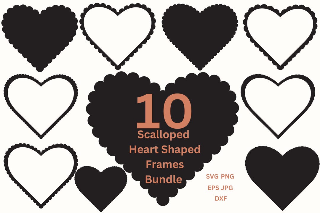 Scalloped Heart Frames SVG Heart Shaped Templates SVG Wedding ...