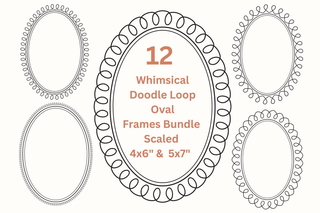 Hand Drawn Frame SVG Bundle Whimsical Doodle Frame Clipart, Oval Frame ...