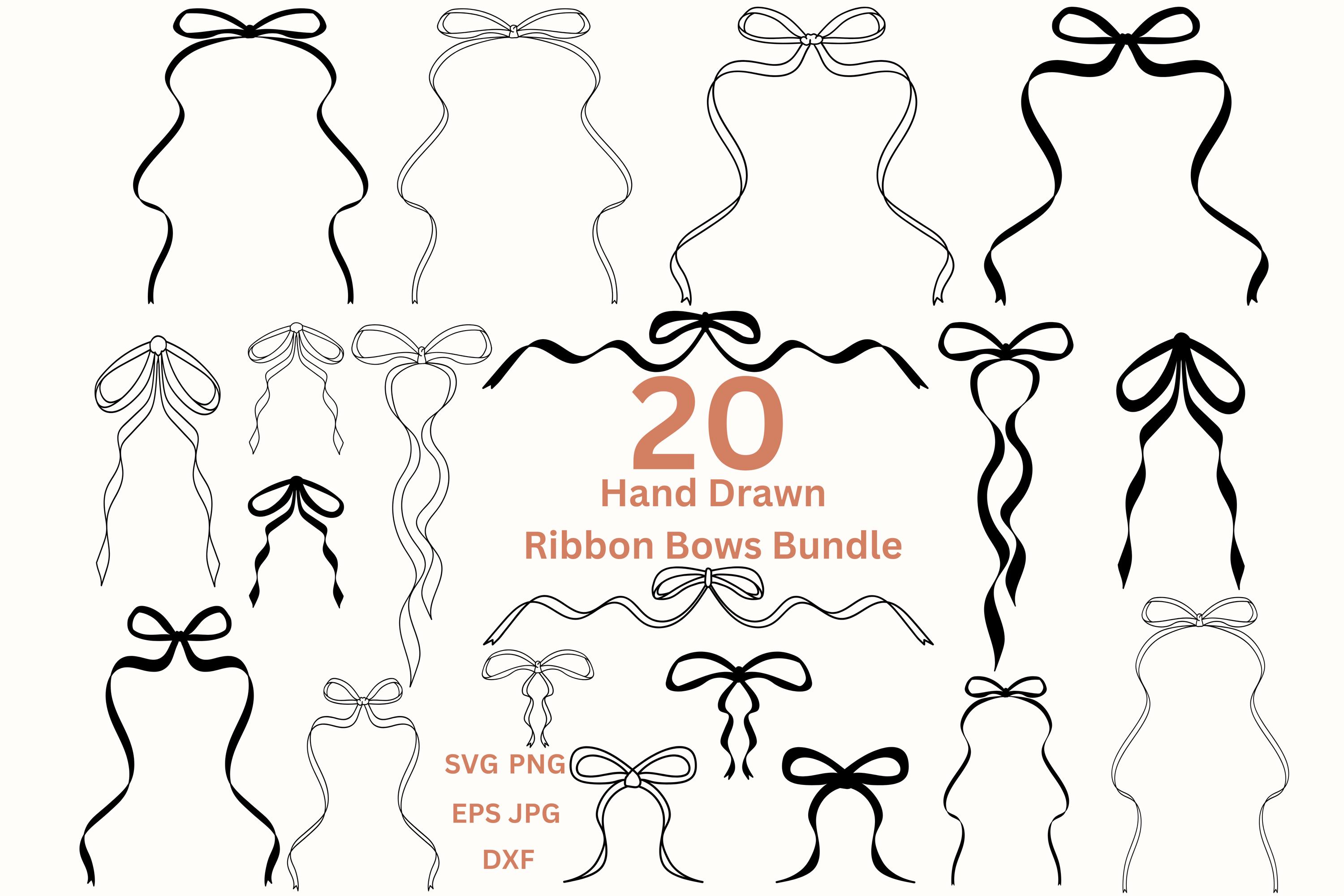Hand Drawn Ribbon Bows SVG Bundle Whimsical Wedding Clipart Invitation ...