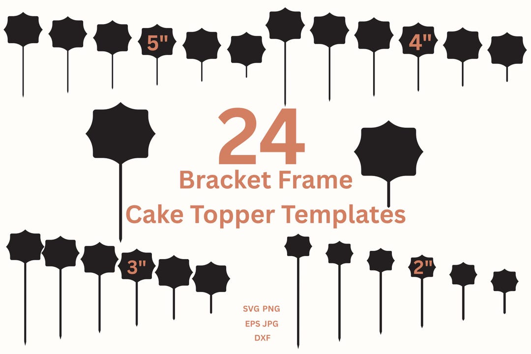 Frame Cake Topper Template Sign Shapes SVG Laser Cut File Bundle Custom ...