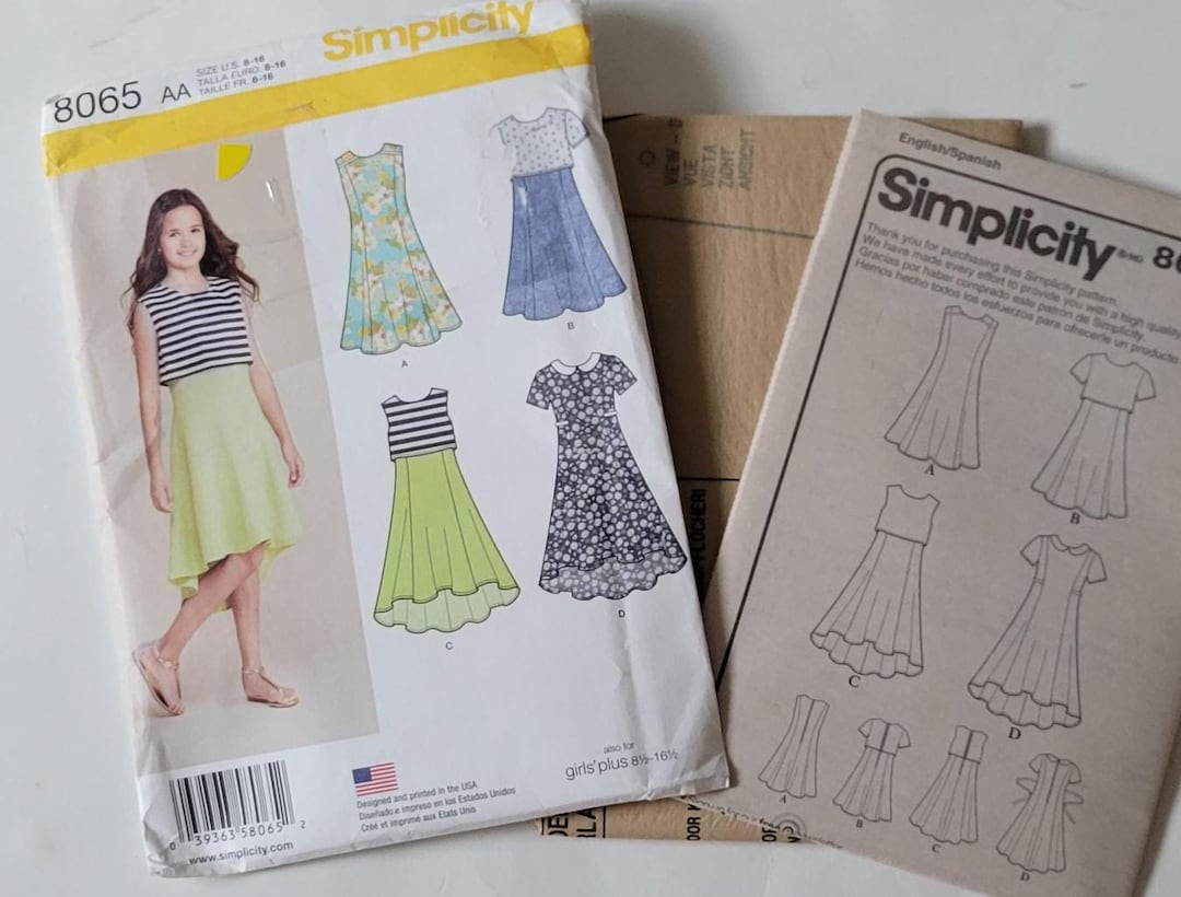 Kids Dress Sewing Patterns for Tween Girls Dresses, Simplicity 8065 ...