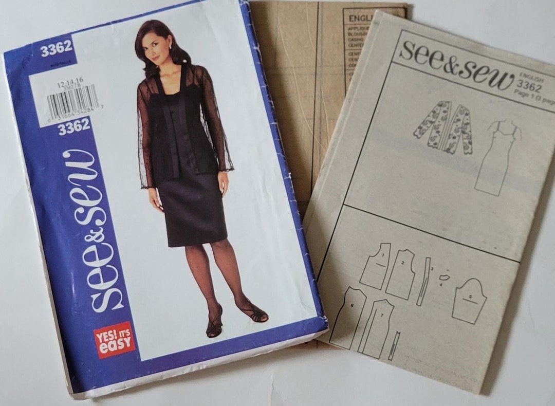 Dress Sewing Patterns for Womens Sheer Jackets & Dresses Sleeveless ...