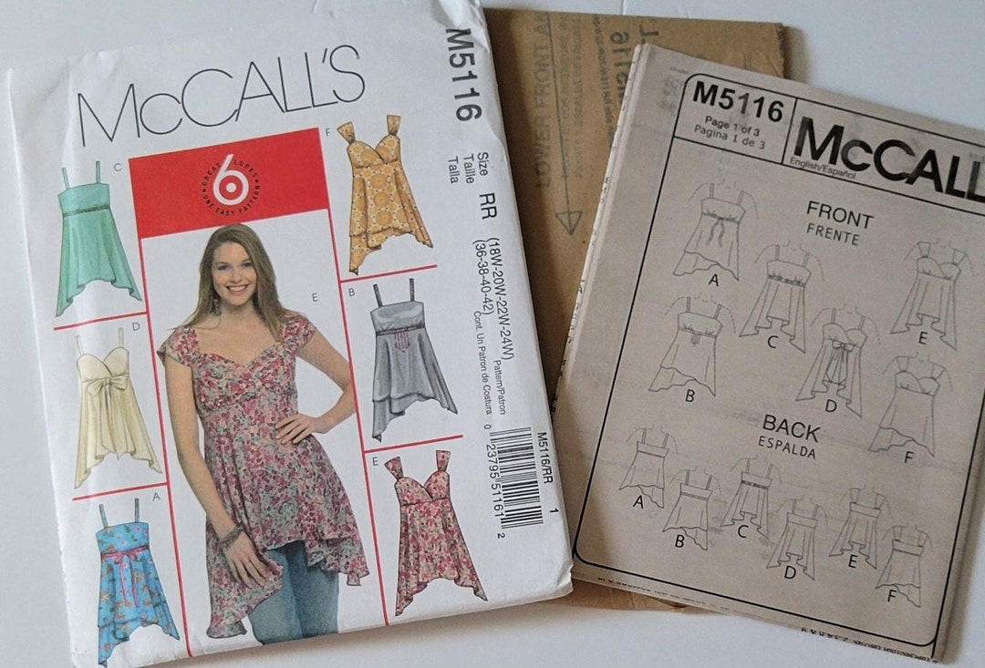 Tops Sewing Patterns Womens Sleeveless Blouses Mccalls Patterns M5116 ...